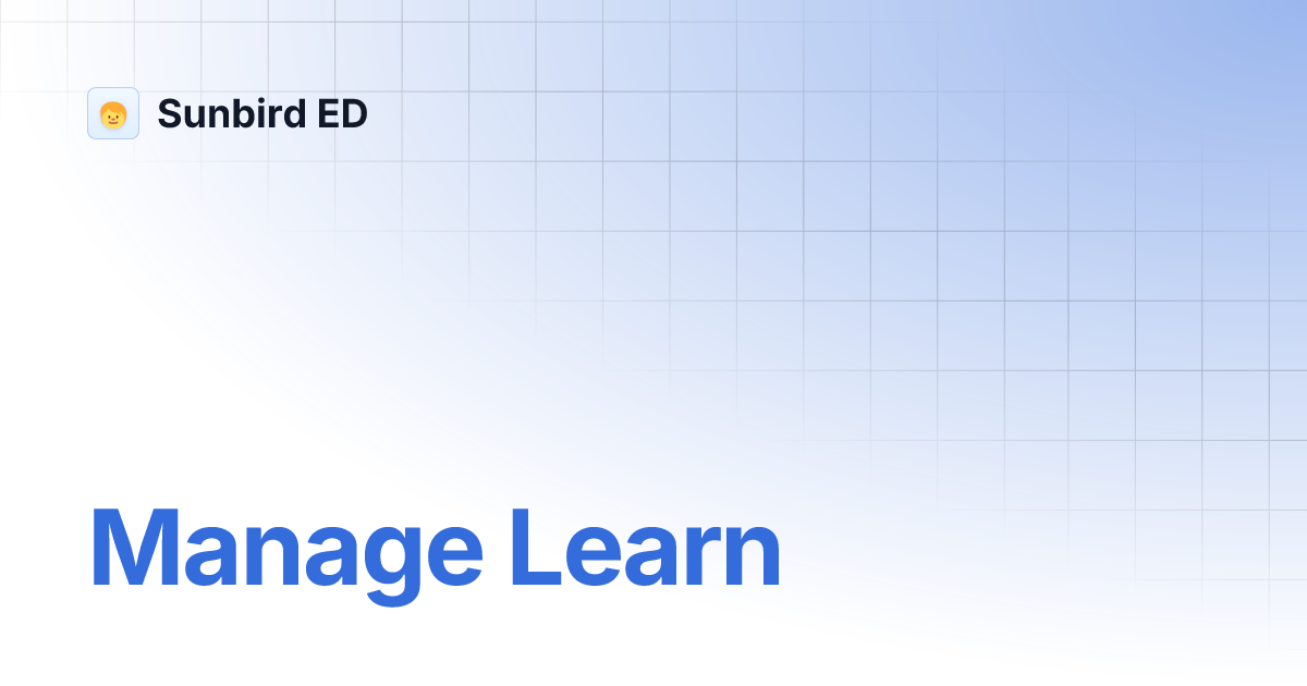 Manage Learn | Sunbird ED