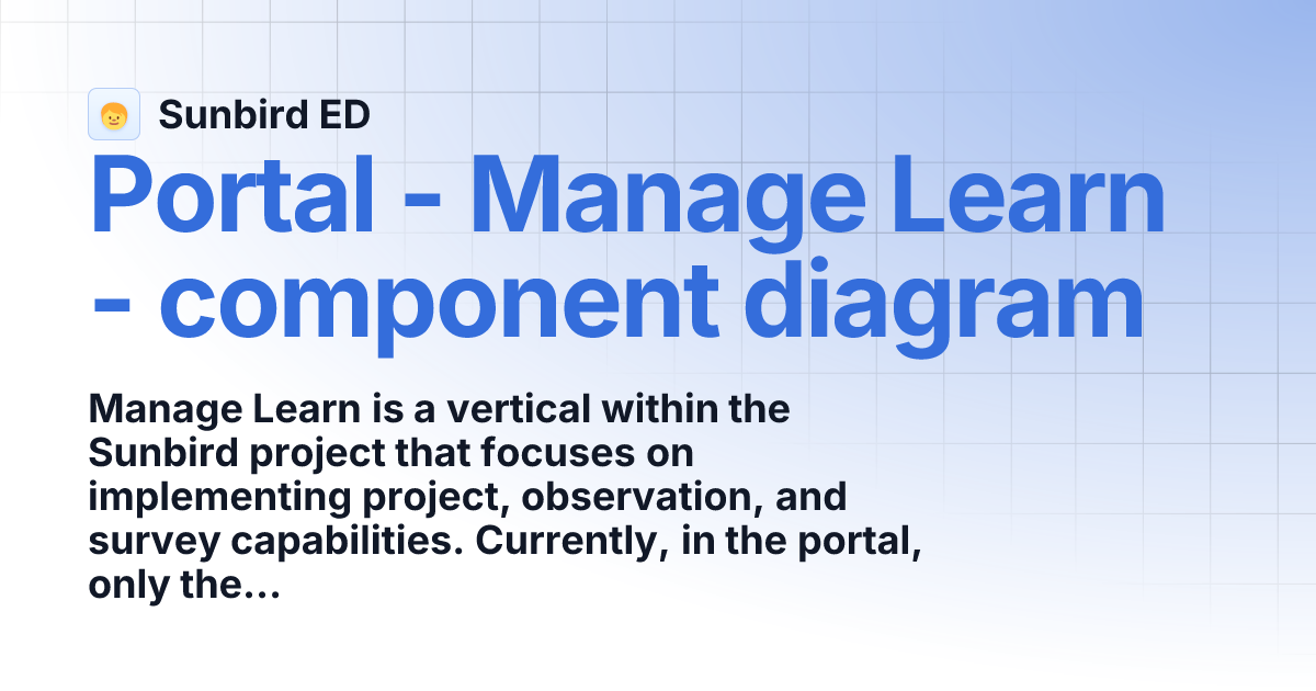 Portal - Manage Learn - component diagram | Sunbird ED