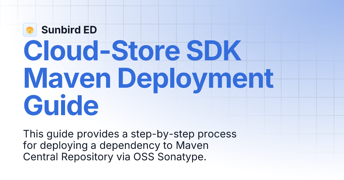 Cloud-Store SDK Maven Deployment Guide | Sunbird ED