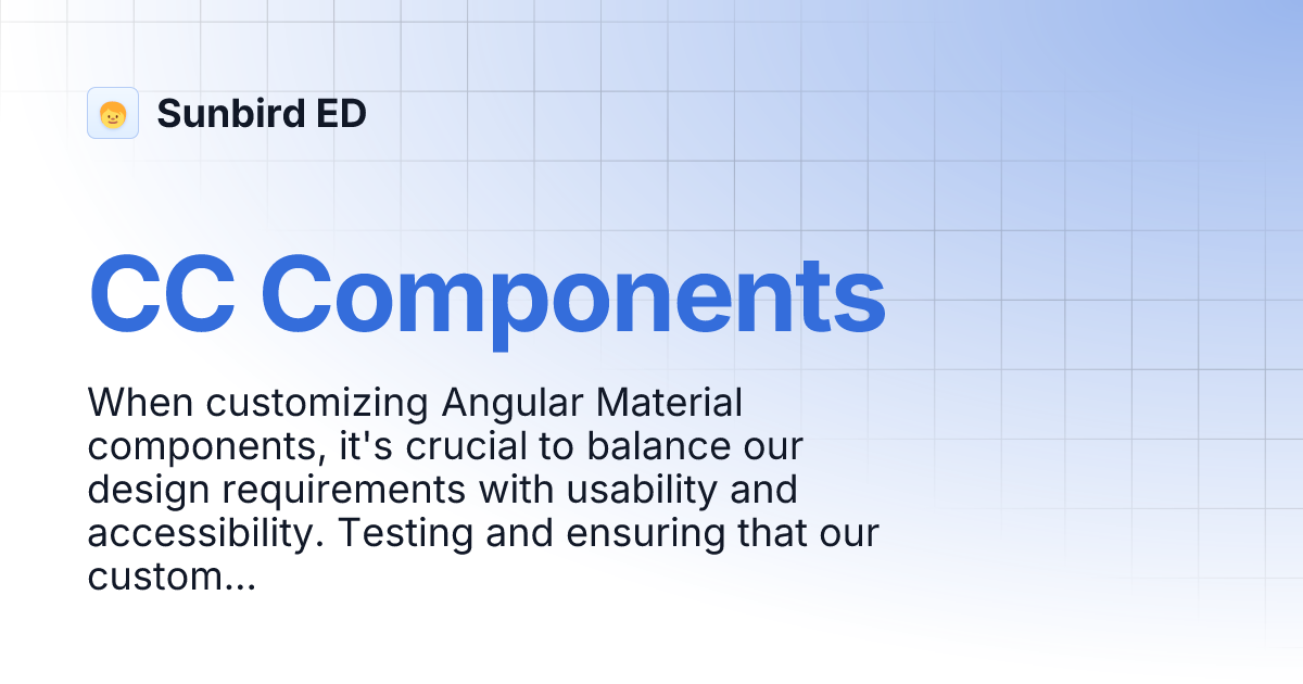 CC Components | Sunbird ED