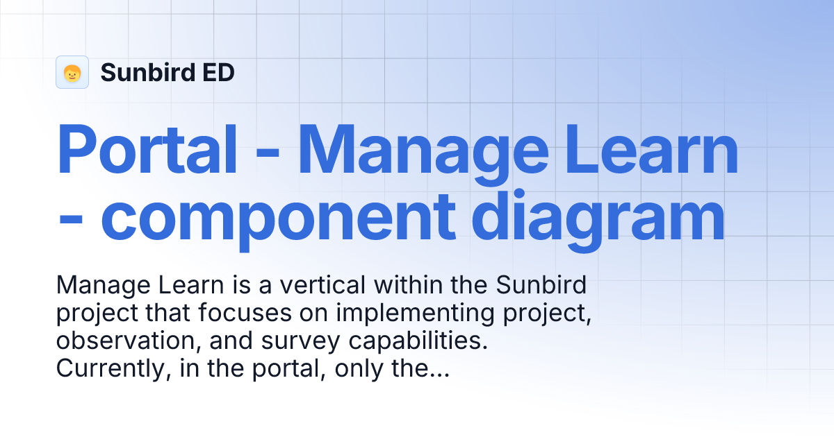 Portal - Manage Learn - component diagram | Sunbird ED